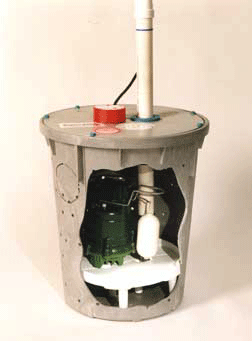 SuperSump Sump Pump System - with airtight cover and Zoeller Sump Pump.